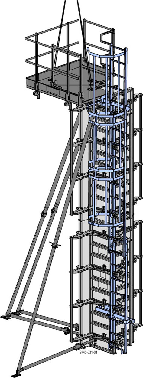 Ladder system XS on Doka column formwork platform 150/90cm